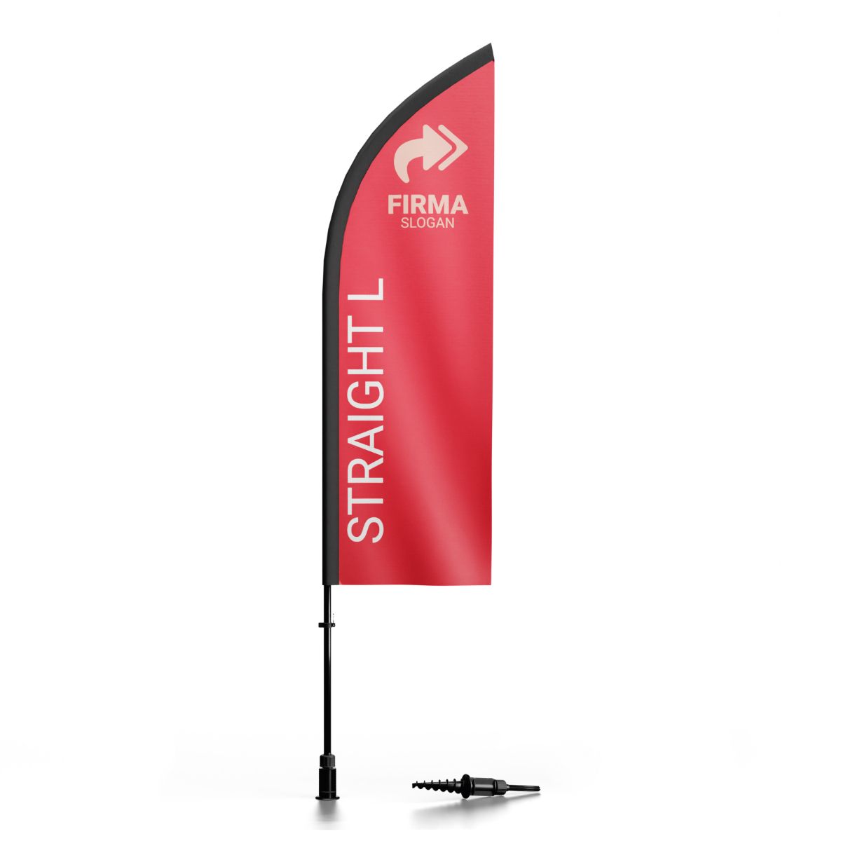 Straight Flag mit Bodendübel 310 cm ️ einseitig, schwarz
