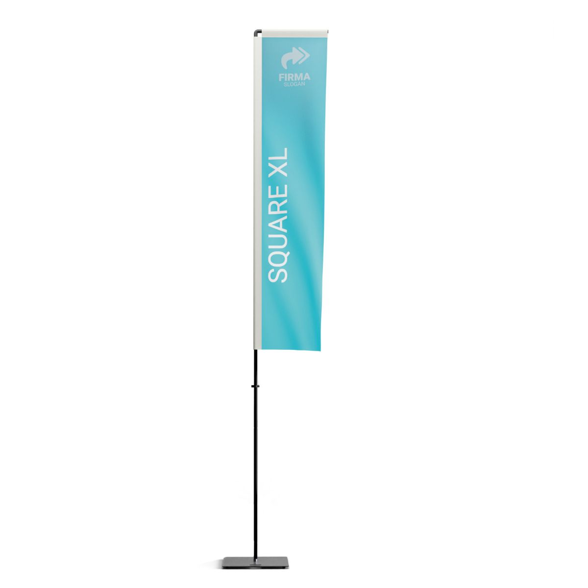 Beachflag Square mit Bodenplatte 460 cm - einseitig, weiß